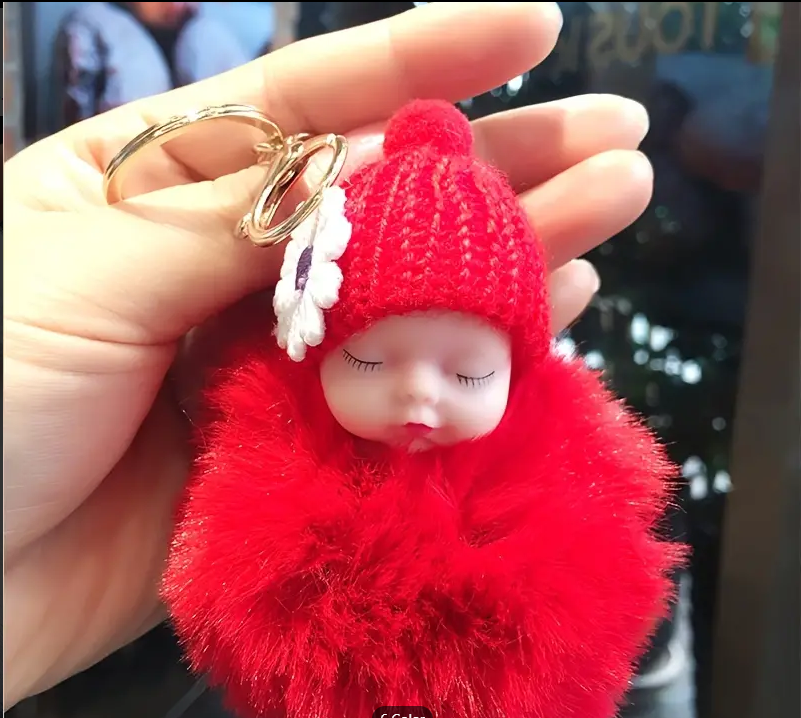 Red sleeping baby key chain for woman | eBay