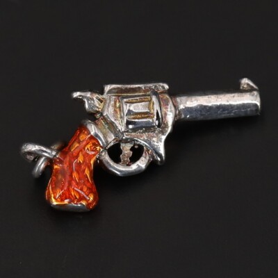 VTG Sterling Silver - Enamel Pistol Revolver Gun Bracelet Charm - 1.5g ...