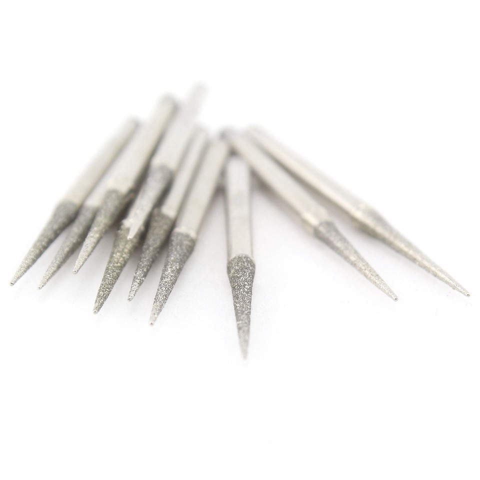 30Pcs 2.35mm Diamond Grinding Head Tapered Point Needle Bit Burrs ...