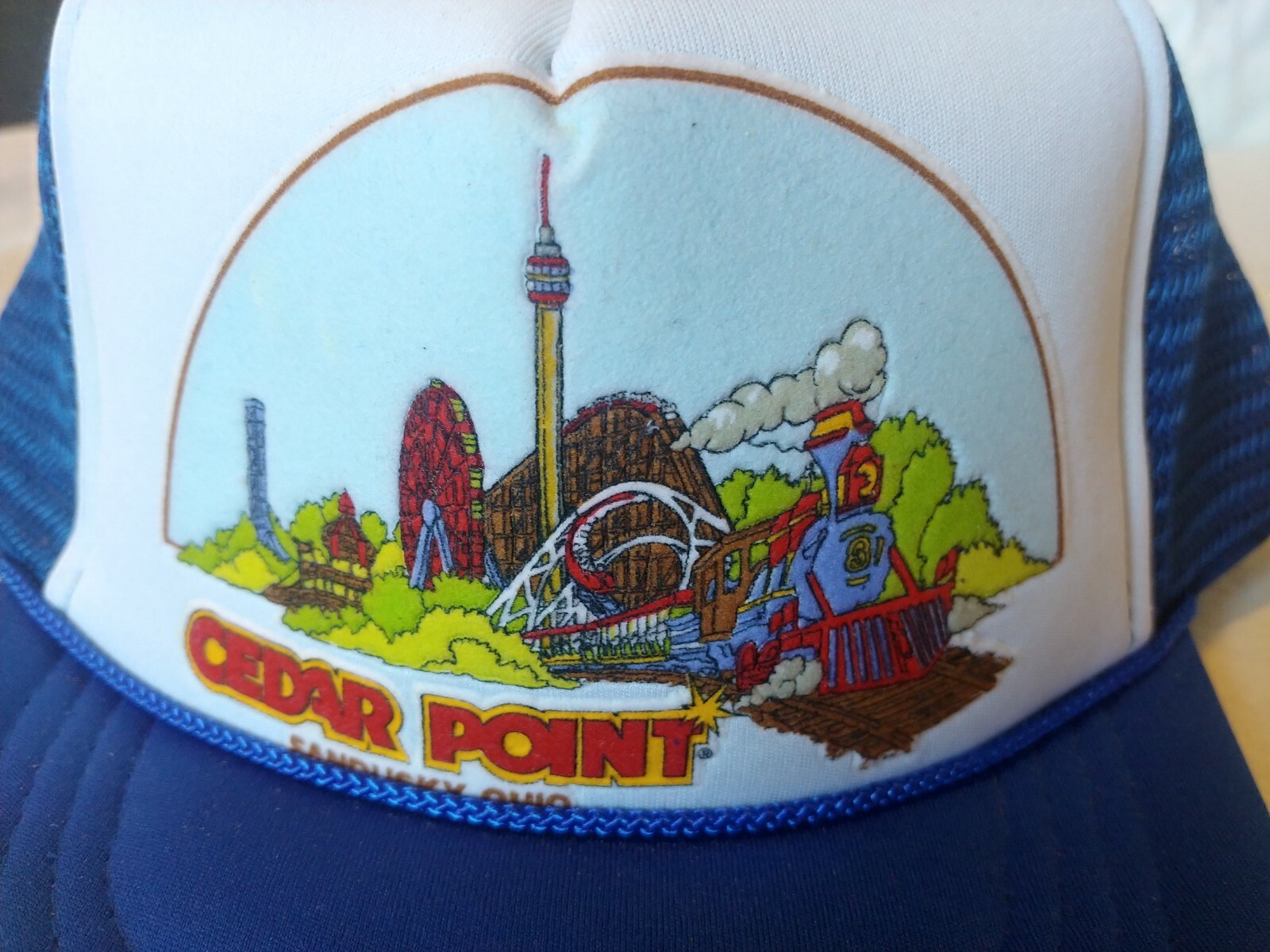 Vintage 1980s Trucker Hat Cedar Point Roller Coaster … - Gem