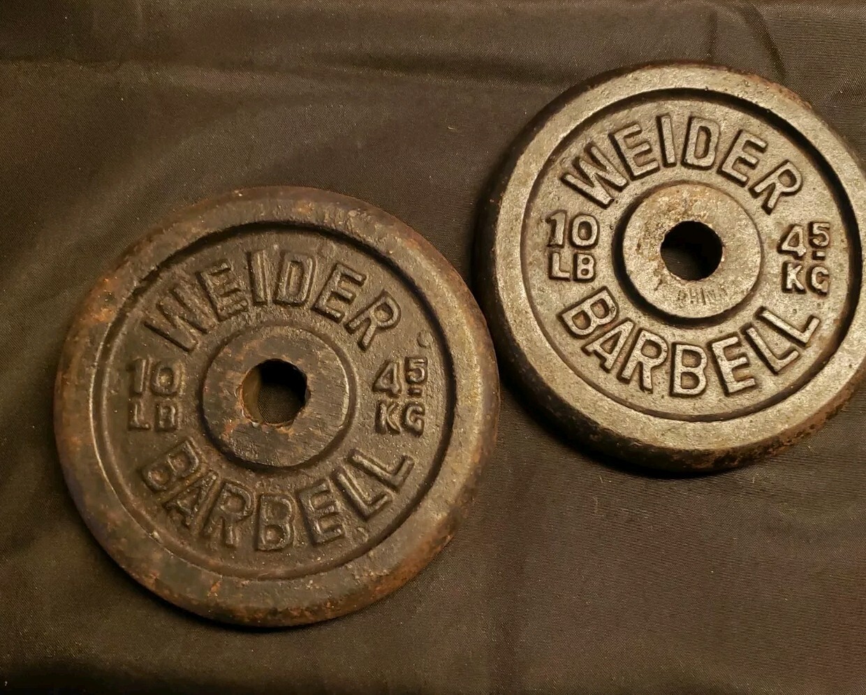 Vintage WEIDER BARBELL 2x 10lb 7.5" Weight Plates 20 lbs Total Standard ...