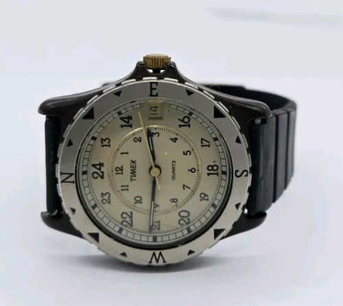 Vintage Timex Quartz Date Watch M CELL 43 New Battery Military time | eBay