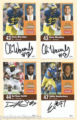 CHRIS WORMLEY Signed/Autographed 2017 SENIOR BOWL CARD Michigan ...