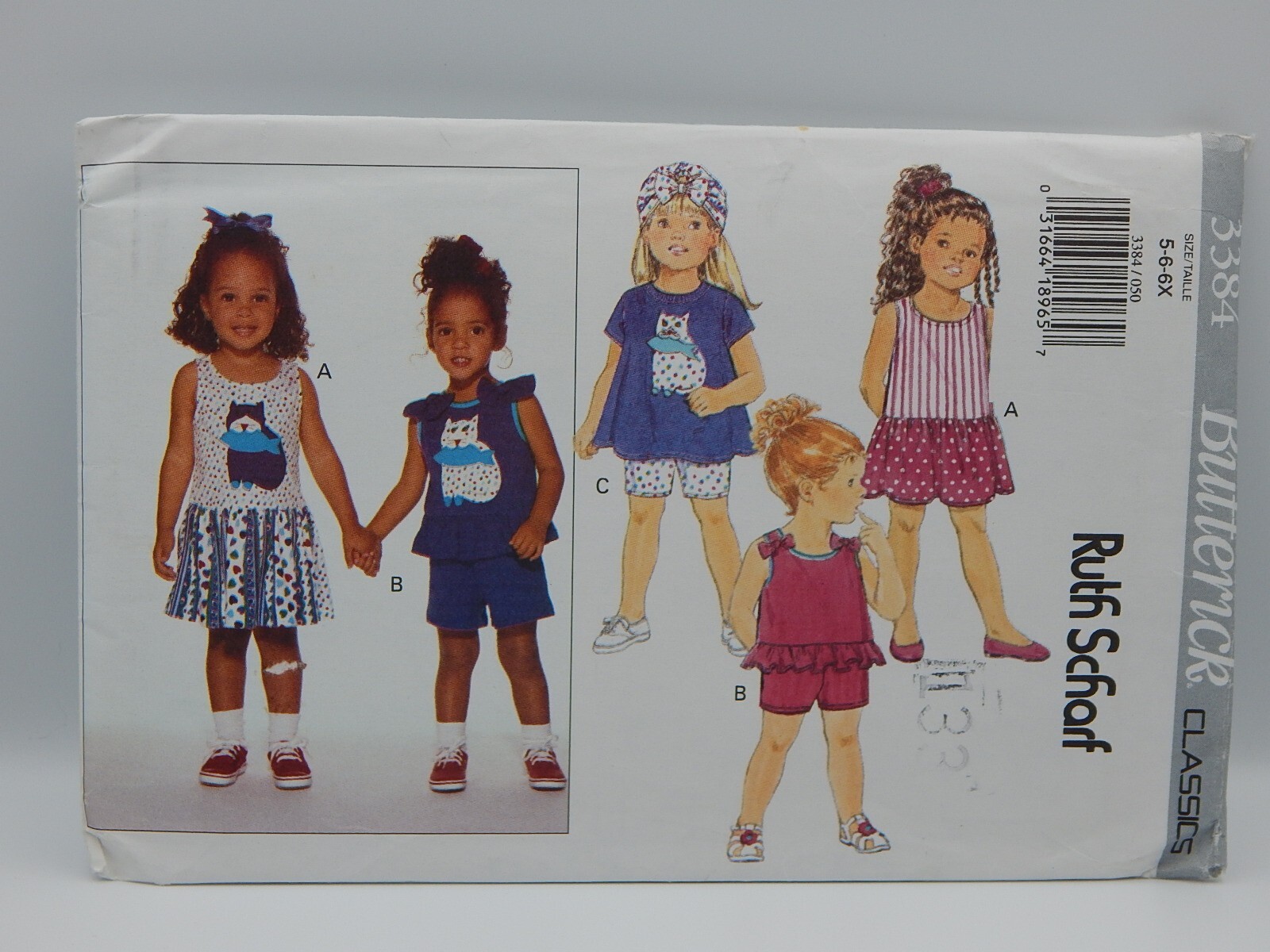 Butterick 3384 Children's Dress Jumpsuit Top Shorts Pattern UNCUT 5 - 6 ...