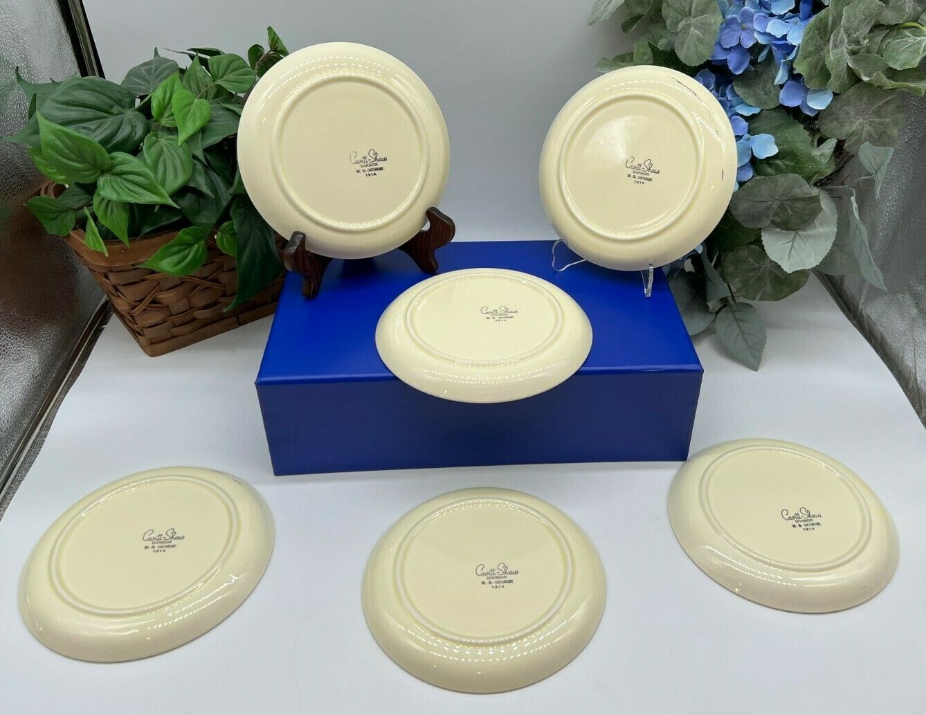 6 W. S. George Cavitt-Shaw China Cherokee Blue 1940s Salad Plates 7 1/4 ...