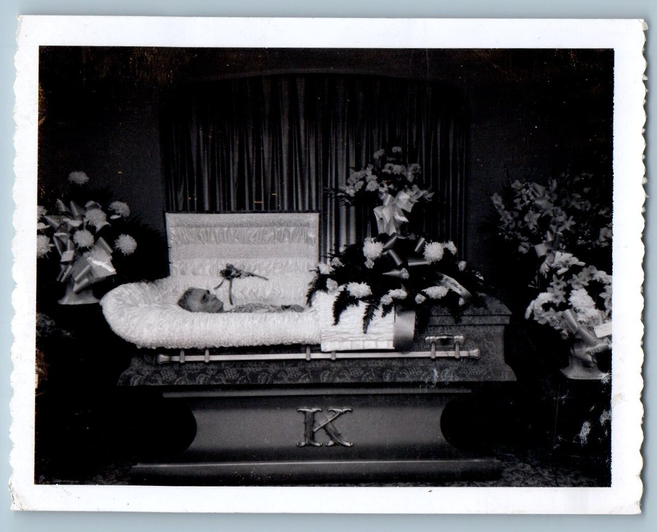 c1950's Funeral Parlor Interior Death Casket Funeral Flowers Photo | eBay