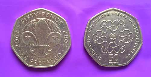 Rare Centenary 50p Coins. Girl Guiding UK 2010 + Scouting 2007. Be ...