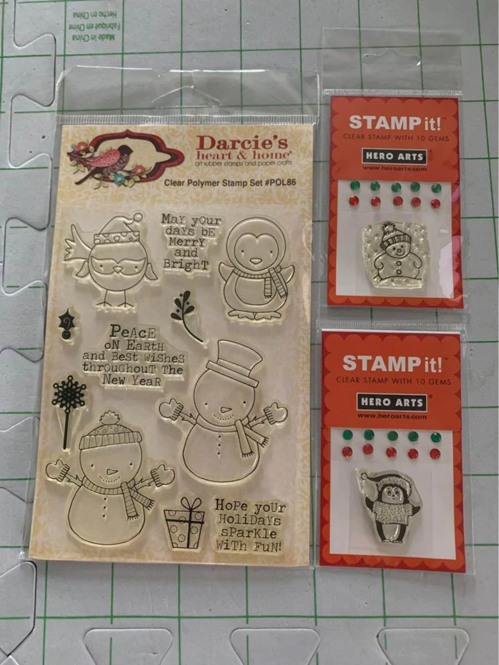 Darcie’s Heart & Hero Arts Merry & Bright Clear Cling Stamps - New | eBay