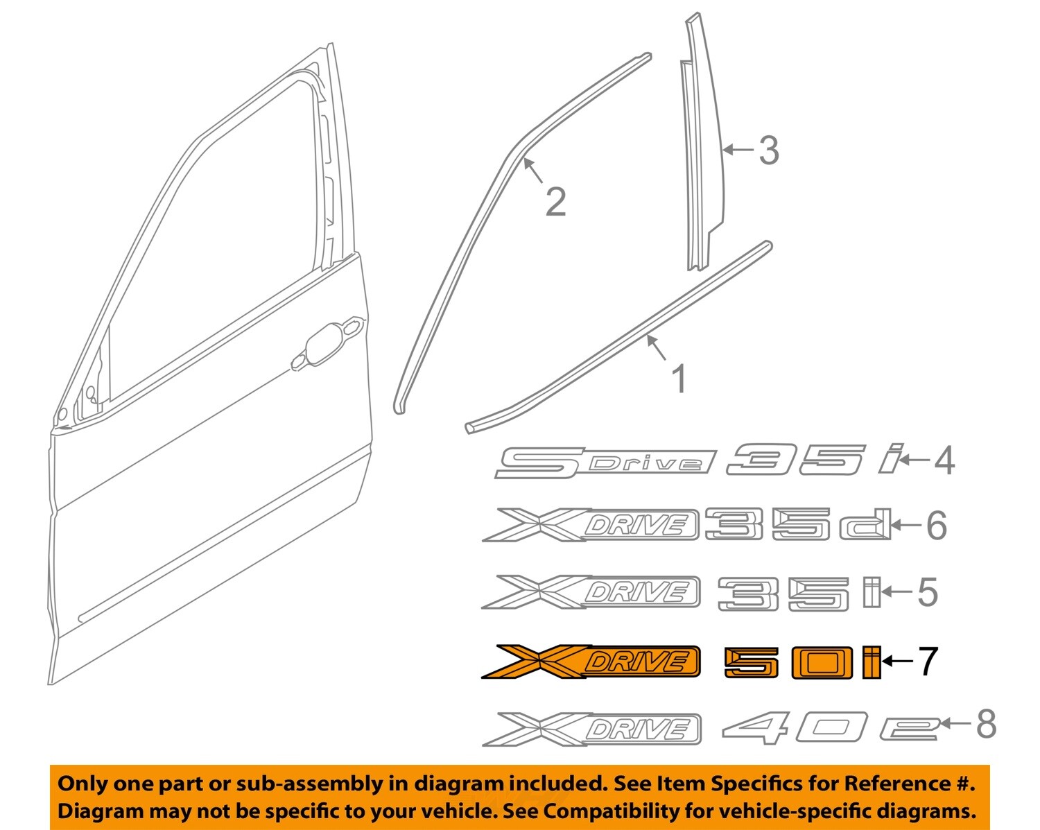 BMW OEM 14-19 X5,X6 Front Door Exterior Trim-Nameplate 51147345055 | eBay