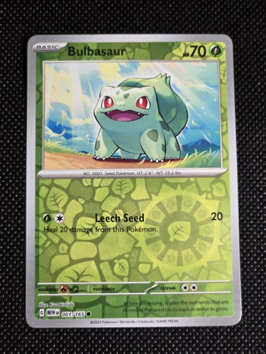 Pokémon TCG Bulbasaur Scarlet & Violet-151 001/165 Reverse Holo Common ...