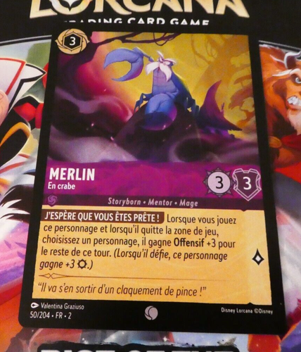 LORCANA TRADING CARD GAME TCG DISNEY CHAPITRE 2 CARTE MERLIN 50/204 FR ...
