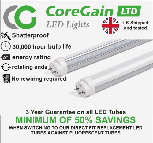 LED T8 TUBE 8FT, 6FT, 5FT, 4FT - FLOURESCENT DIRECT FIT REPLACEMENT 4k ...