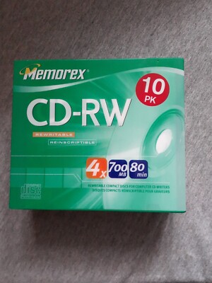 Memorex CD-RW 10 Pack 4X 700MB 80 Min Compact Discs Rewritable Brand ...