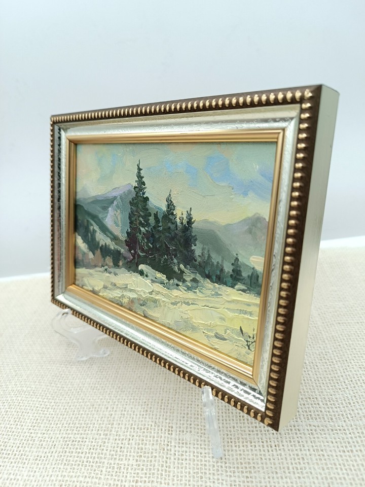 original oil painting framed landscape art rural landscape winter ...