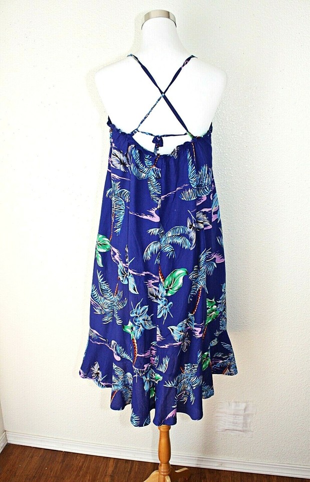 VTG KAUAIANA Hawaiian Dress / Sundress Blue Black White Beige Green ...