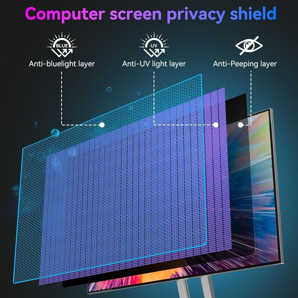 computer Privacy Screen Filter 24 Inch for Frameless Monitor Thin Bezel ...