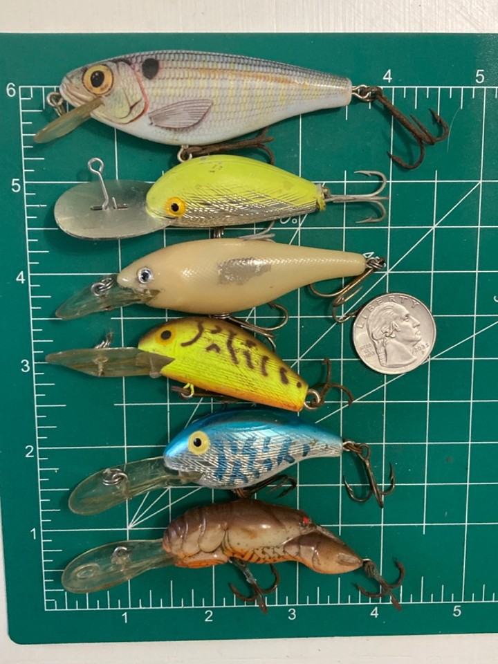 VTG LOT 6 REBEL CRANKBAITS WEE R FISHING LURES USA VINTAGE CRAW DEEP ...