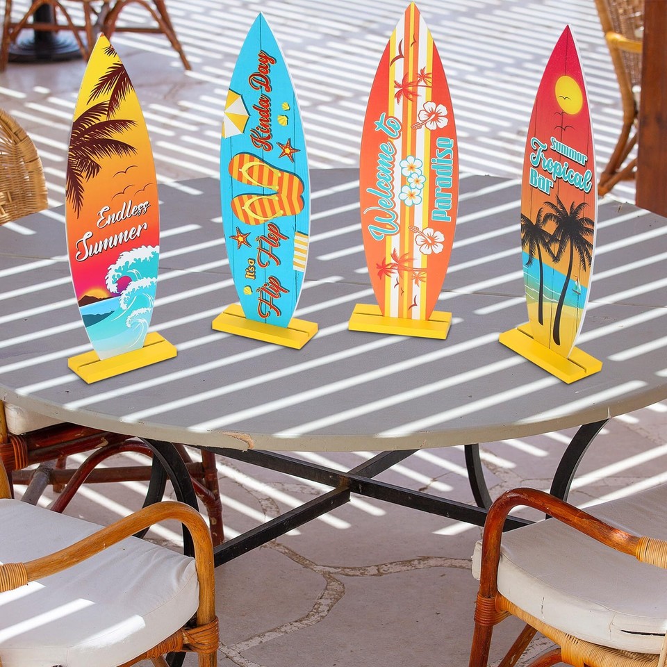 8 Pieces Surfboard Table Decorations Surfboard Beach Signs Welcome to ...