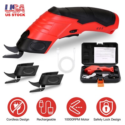 10000RPM Cordless Electric Scissors Rechargeable Battery 2 Replaceable ...