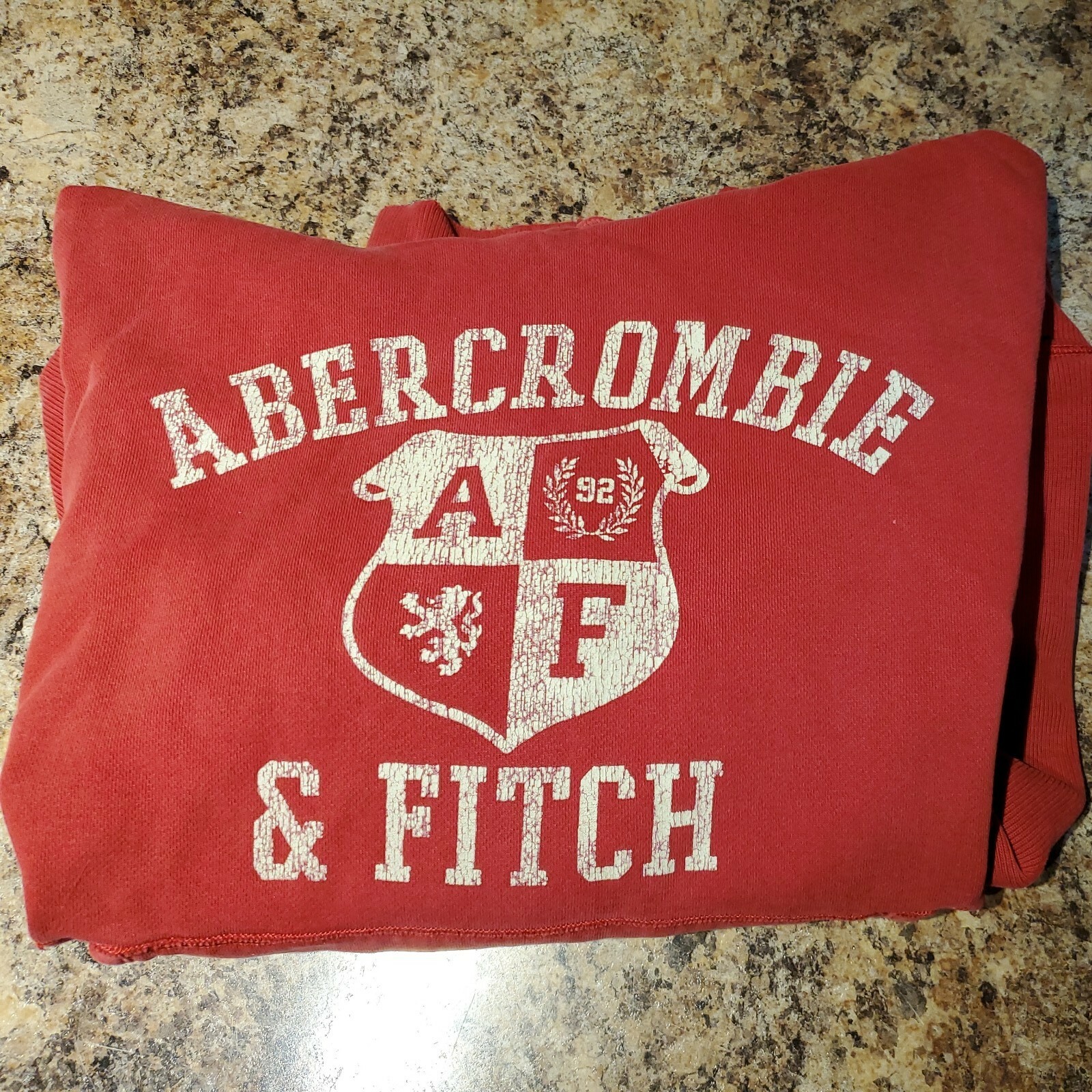 Abercrombie & Fitch Crest Red Medium Heavyweight Distressed Pullover ...