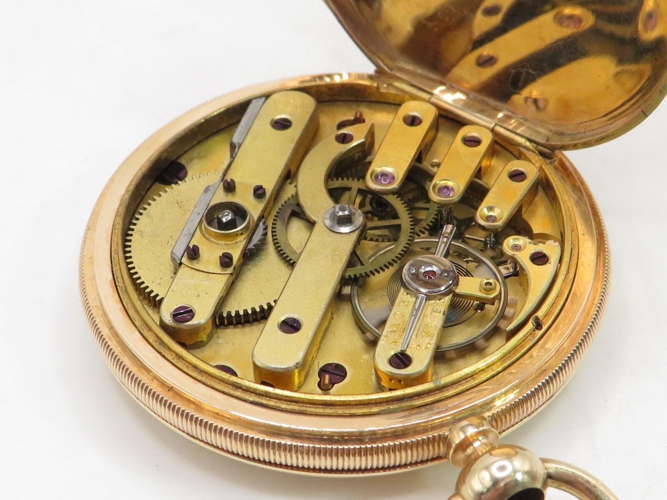 ANTIQUE MANS HUNTING CASE 14K GOLD POCKET WATCH 15 JEWELS w WIND KEY ...