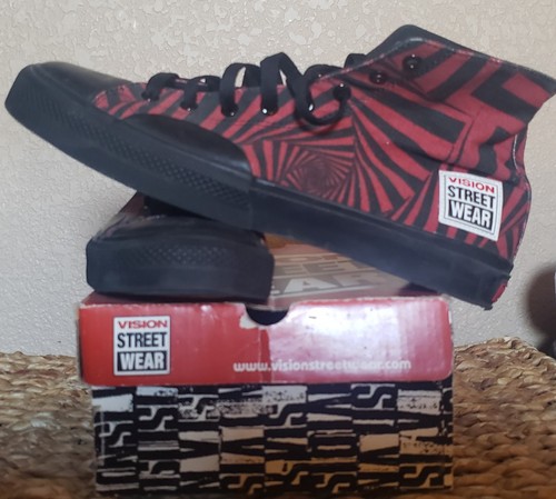 Vision Street Wear Mens canvas Hi Top Retro GATOR RED Skate Shoe Size ...