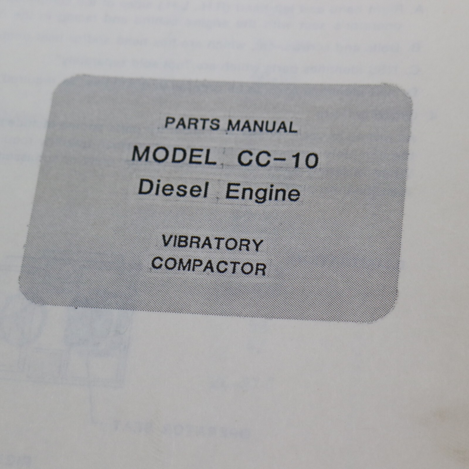 DYNAPAC CC10 Roller Compactor Parts Manual book catalog engine diesel ...