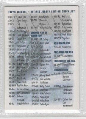 2001 Topps Tribute MLB Baseball #1 Checklist Base Master Set Builder ...