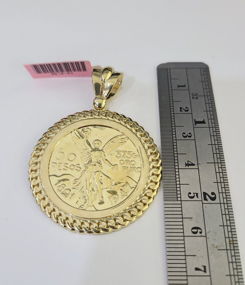 REAL 14k Gold Charm Centenario-Style Coin in Bezel 50 Pesos 1947Mexican ...