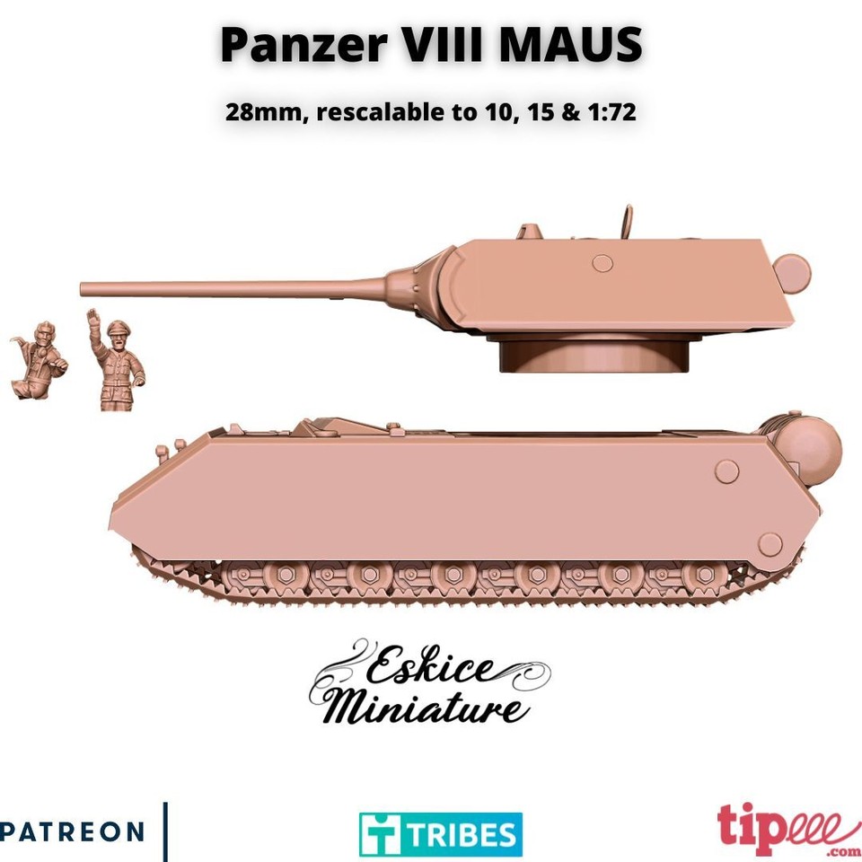 Eskice Miniatures WW2 German Panzer VIII Maus Super Heavy Tank Bolt ...