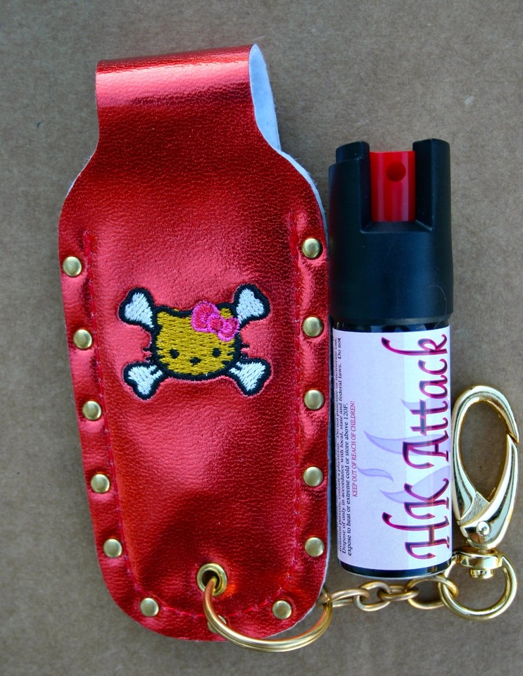 Hello Kitty .50oz pepper spray with nail safe keychain red holster ...