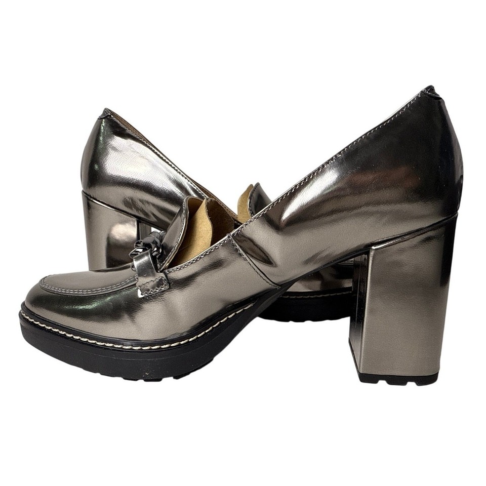 Naturalizer Loafer Callie-Moc Pumps Womens 9M Pewter Metallic Block ...