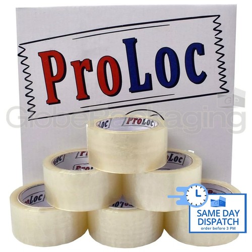 12 Rolls Of Pro-Loc Branded CLEAR LOW NOISE Parcel Pack TAPE 48mm x 66M ...