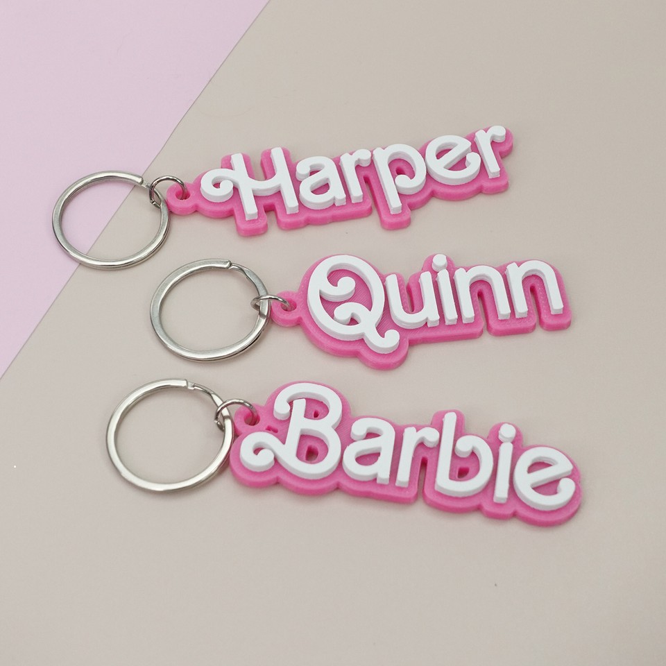 Personalised name bag tag - Barbie style custom name keyring | eBay