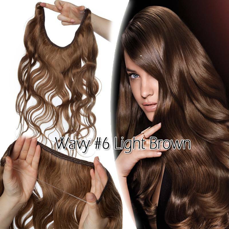 Secret Wire In 100% REAL Human Hair Extensions Hidden 120G Wrap On Band ...