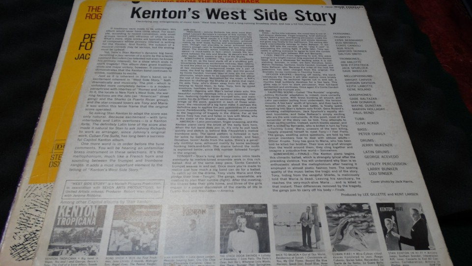 Stan Kenton's West Side Story Vinyl Record LP 1961 Capitol T 1609 High Fidelity | eBay