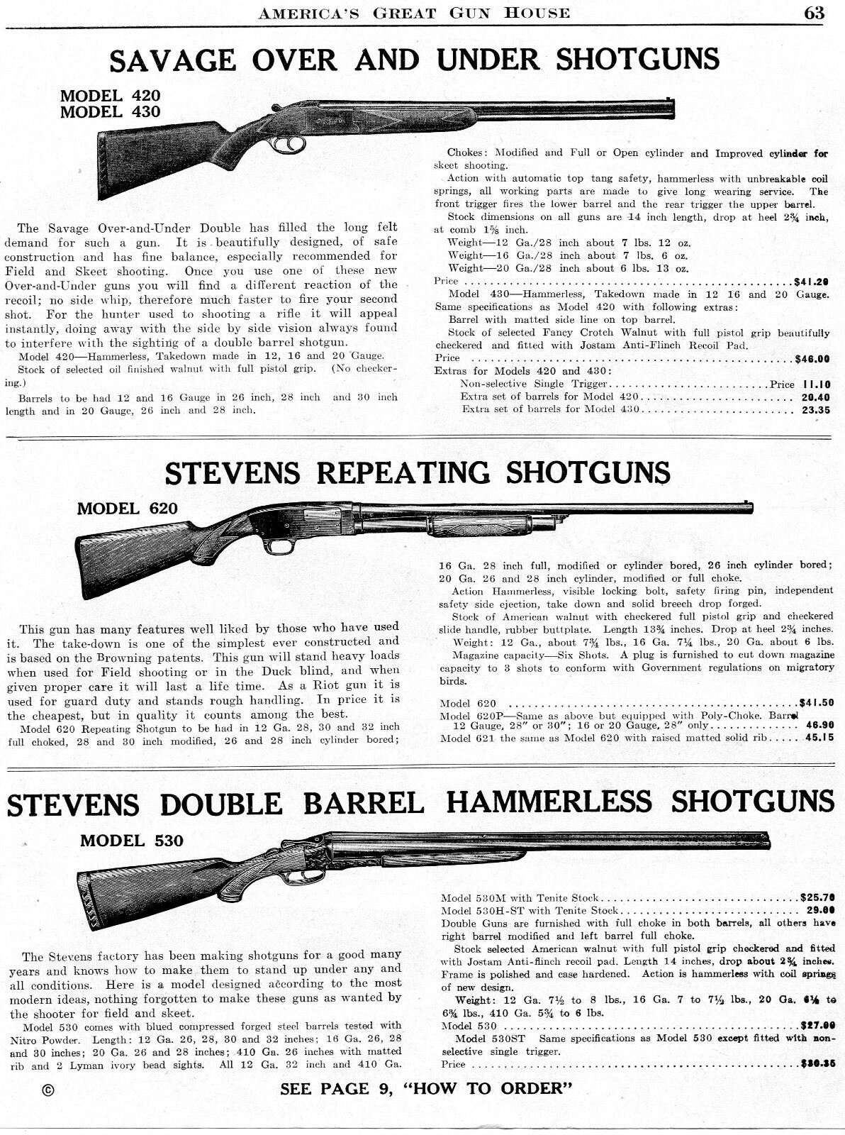 1943 Print Ad of Savage O&U Model 420 430 & Stevens 620 530 Shotgun | eBay