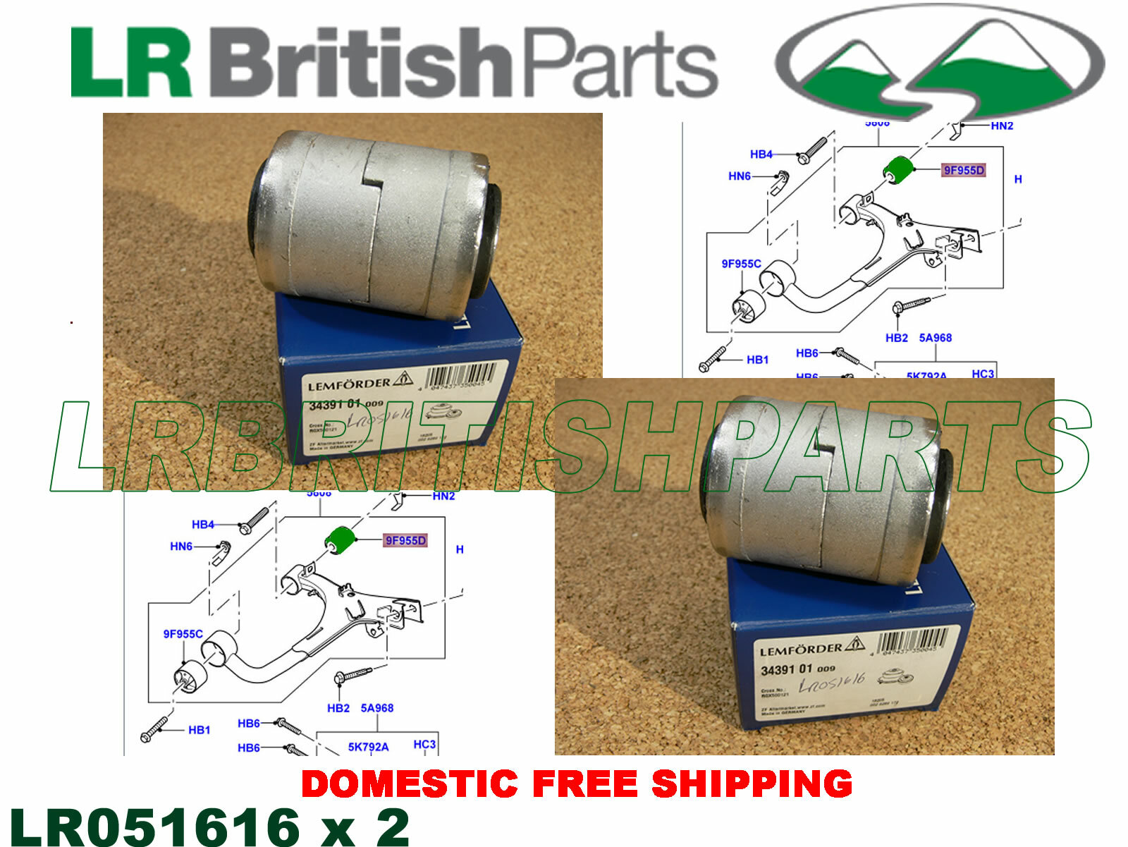 LAND ROVER REAR CONTROL ARM UPPER BUSHING REAR LR4 LR3 LR051616 SET ...