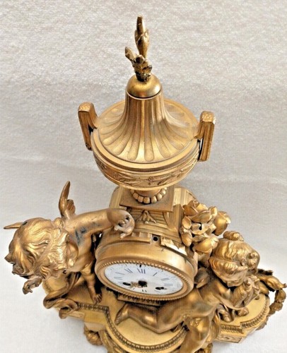 Antique P. H. Mourey Gilt Metal Mantel Clock With Porcelain Dial ...