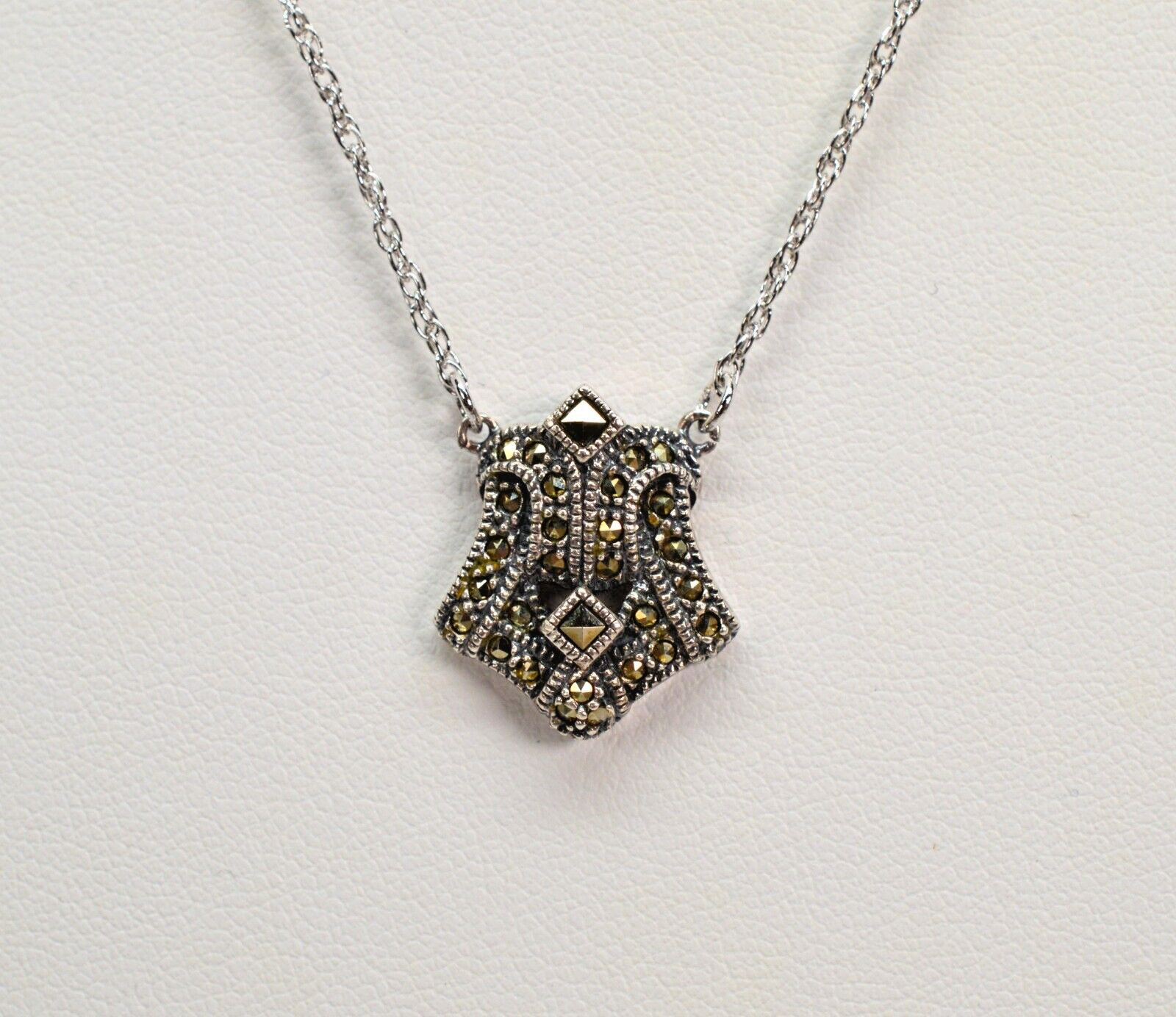16" Judith Jack Sterling Silver & Marcasite Pendant N… - Gem