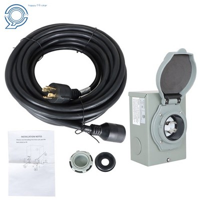 30 Amp Generator Cord and Power Inlet Box 50FT NEMA L14-30P L14-30R ...