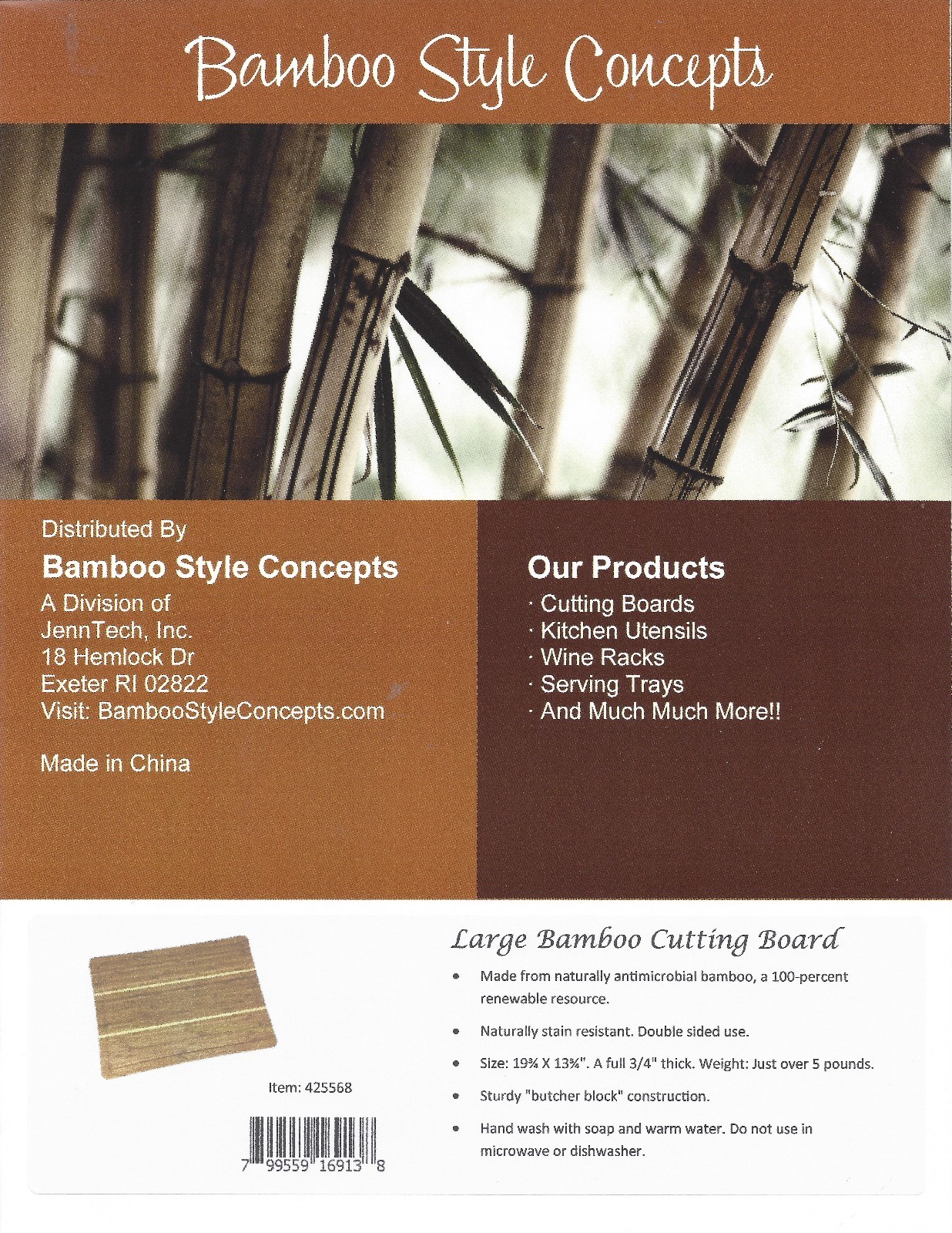 Extra Large Wood Bamboo Cutting Board 19¾ X 13¾". A full 3/4" thick ...