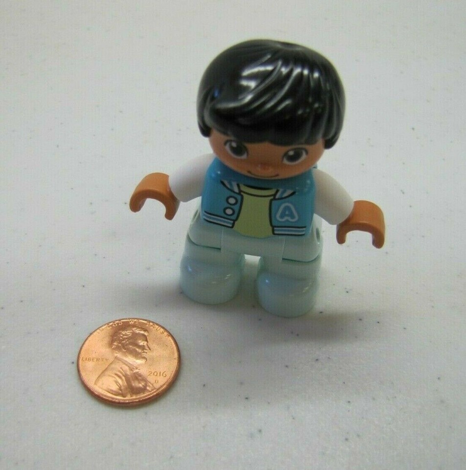 Lego Duplo Black-Haired Toddler Boy Son Green Pants Blue Jacket Figure ...