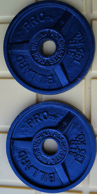 2 - 3 LB BILLARD PRO ROAD MASTER BARBELL WEIGHTS STANDARD 1" PLATES SET ...