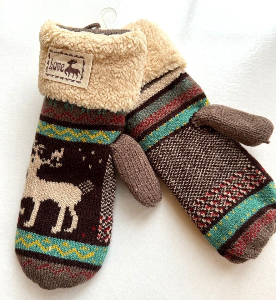 Vintage Style Soft Insulated Extra Warm Thick Winter Mittens Gloves w ...