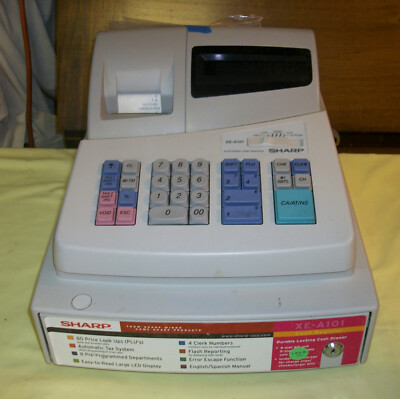 SHARP XE-A101 ELECTRONIC CASH REGISTER KEYS, CASH DRAWER, 3 INK ROLLERS ...