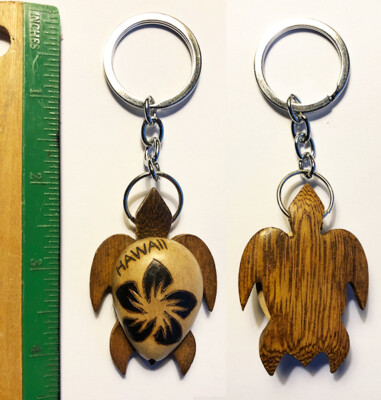Hawaiian Turtle Wooden Plumeria Key Chains Jewelry Wood Hawaii Gift ...