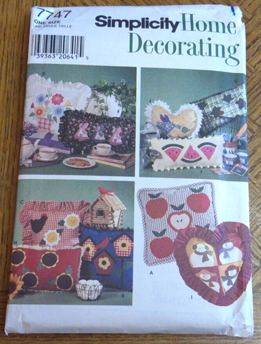 Simplicity Home Decor Pattern 7747 ~ 10 Appliqued Pillows ~ Misc ...
