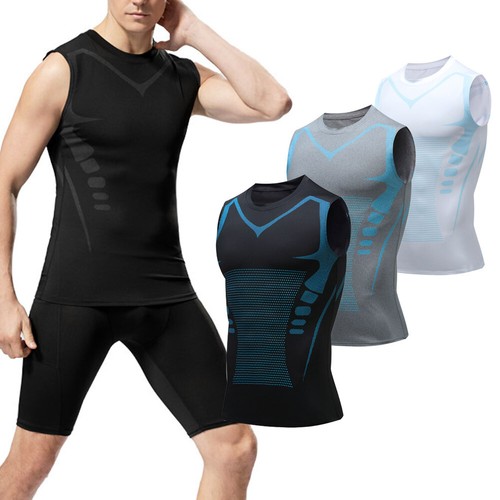Mens Vest Bodybuilding Compression T Shirts Singlet Fitness Gym Sports ...