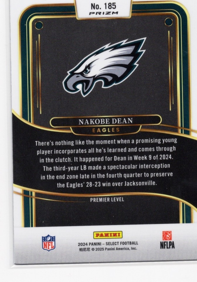 Nakobe Dean RC 2024 Select RED WHITE BLUE SHOCK PRIZM Eagles ROOKIE ...